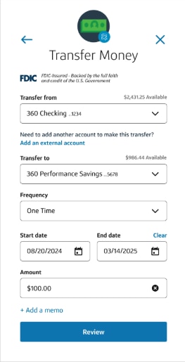 Schedule a transfer | Capital One Help Center
