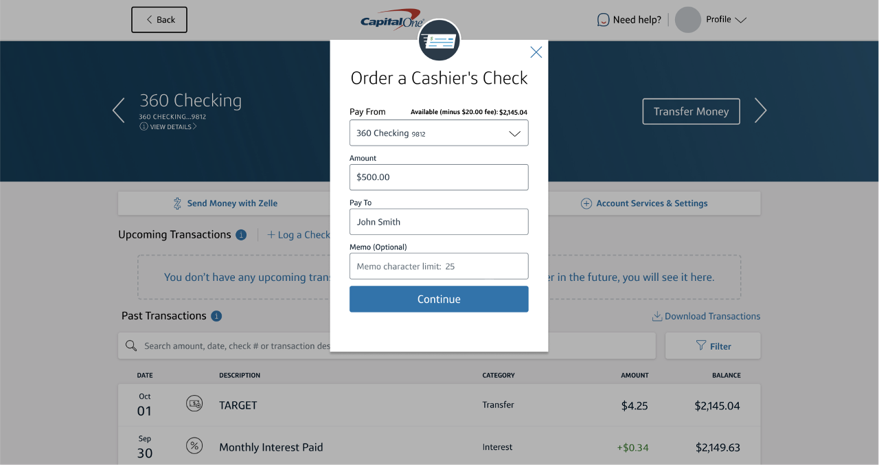 How to Get a Cashier's Check | Capital One Help Center