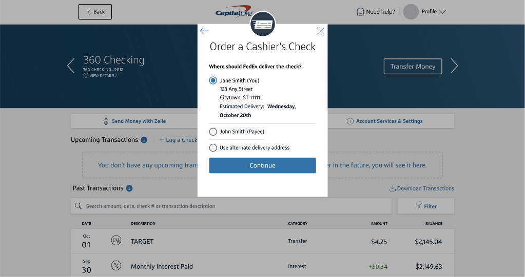How to Get a Cashier's Check | Capital One Help Center