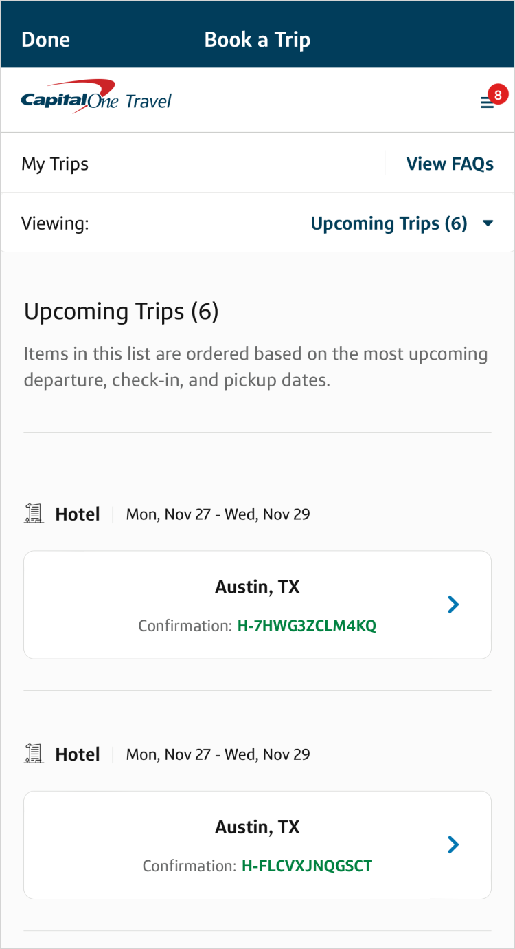 Manage hotel bookings with Capital | Capital One Help Center