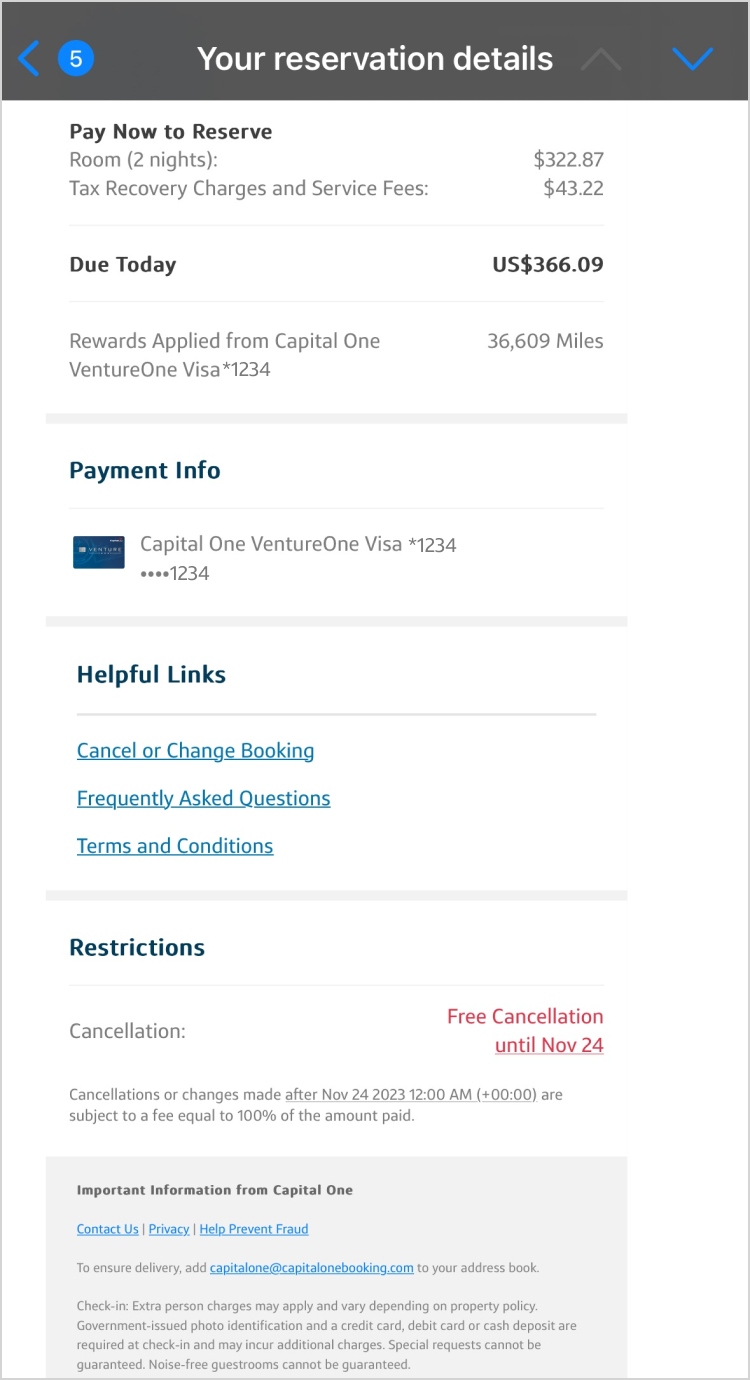 Manage hotel bookings with Capital | Capital One Help Center