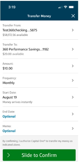 Schedule a transfer | Capital One Help Center
